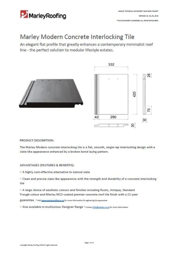 Marley Modern Concrete Roof Tile - Marley Roofing