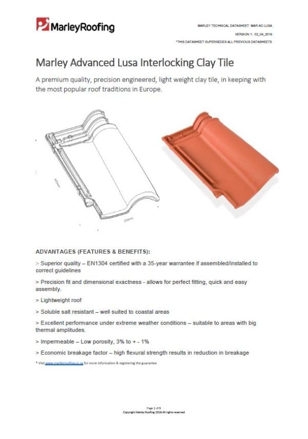 Marley Advance Lusa Bold Roll Clay Roof Tile - Marley Roofing