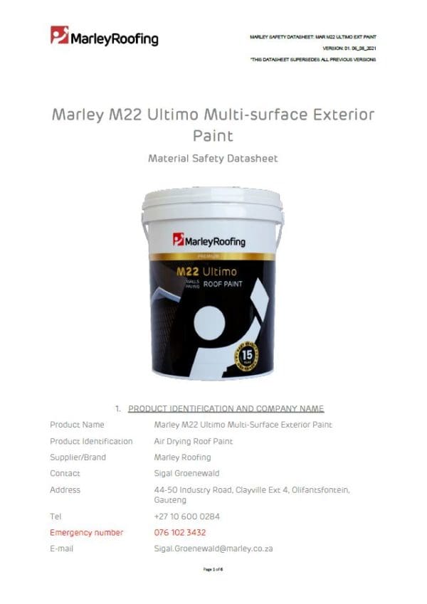 Marley M22 Ultimo Premium Multi-Surface & Paving Paint - Marley Roofing