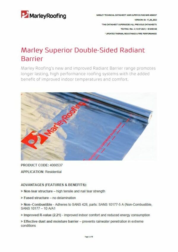 Marley Superior Double Sided Radiant Barrier - Marley Roofing