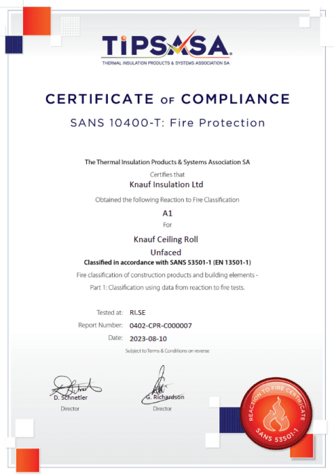 Knauf Fire Classification Certificate - Marley Roofing